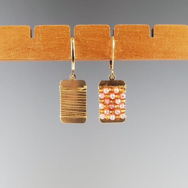 Peach and Garnet Tab Earrings | Heart of the Home Inc