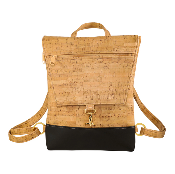 Mini Cork Backpack with Black Faux Leather | Heart of the Home Inc